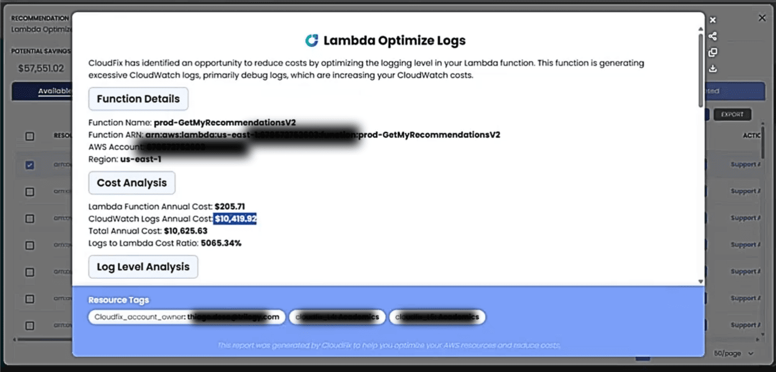 The CloudWatch Lambda Log Blowout | CloudFix